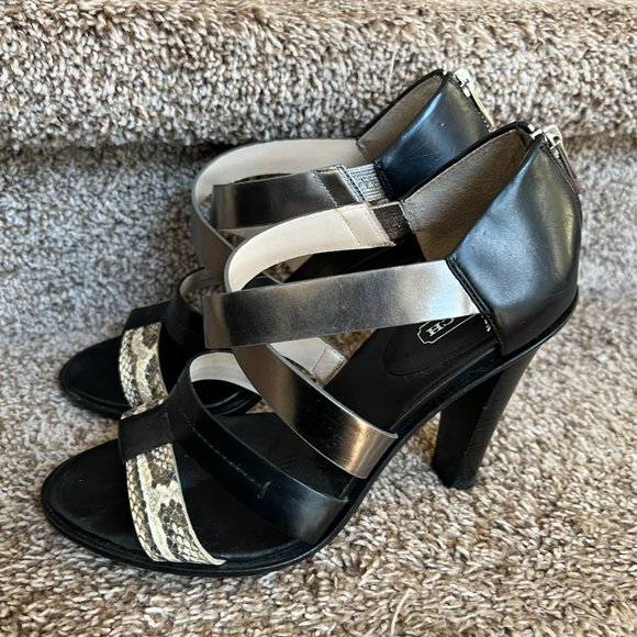 Coach | Shoes | Coach Womens Blackgold Straps Leather Heels | Poshmark